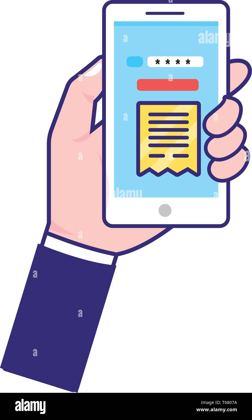 technology device smartphone security password cartoon vector ...