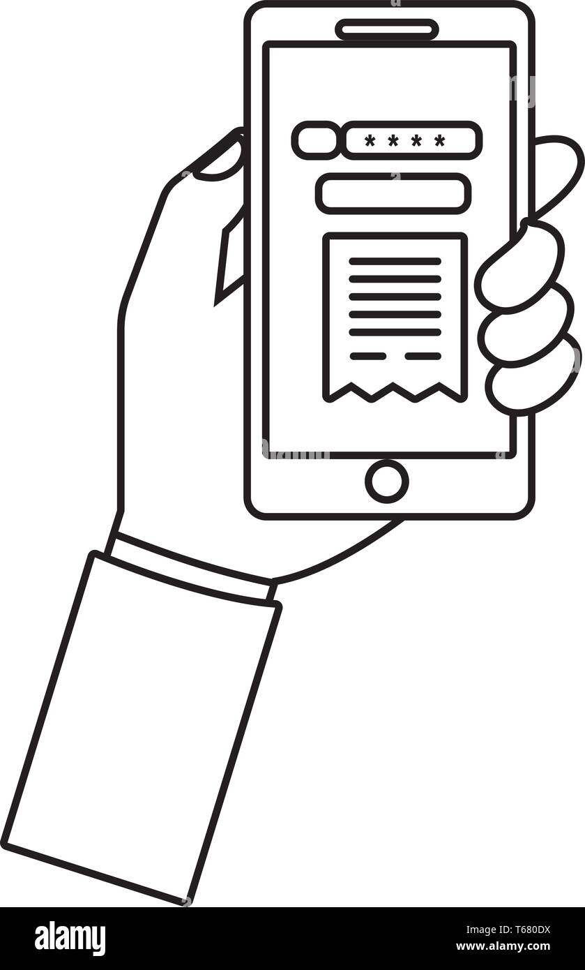 technology device smartphone security password cartoon vector ...