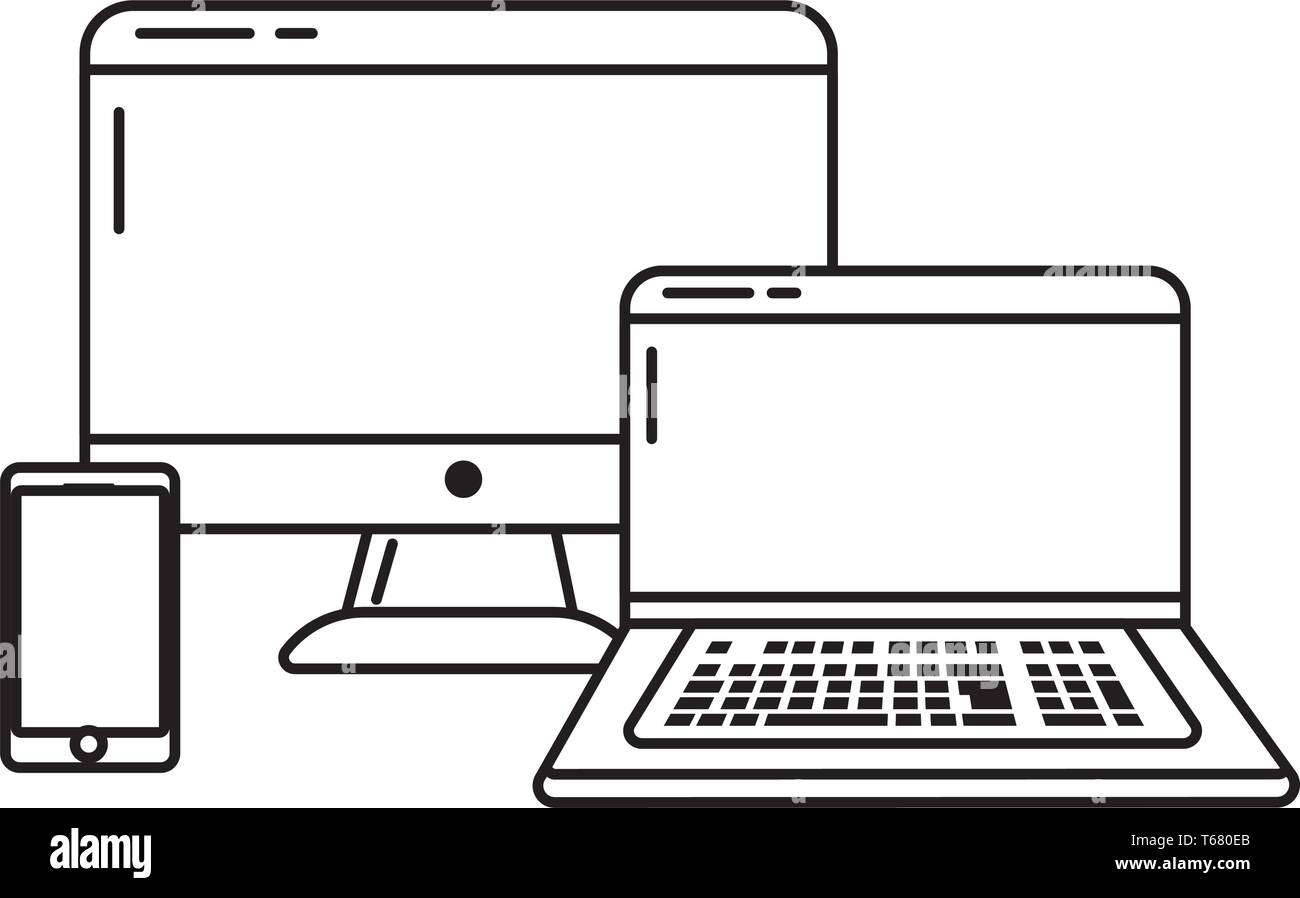 Technology devices online connected smartphone computer screen and ...