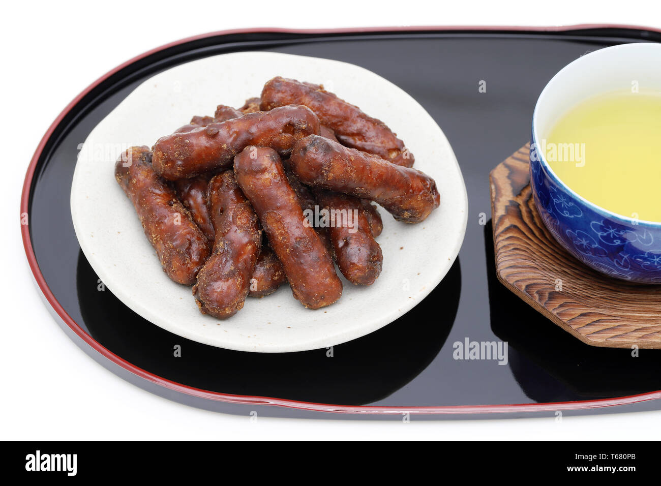 Traditional Japanese snack food, Karinto brown or black sugar cookies ...