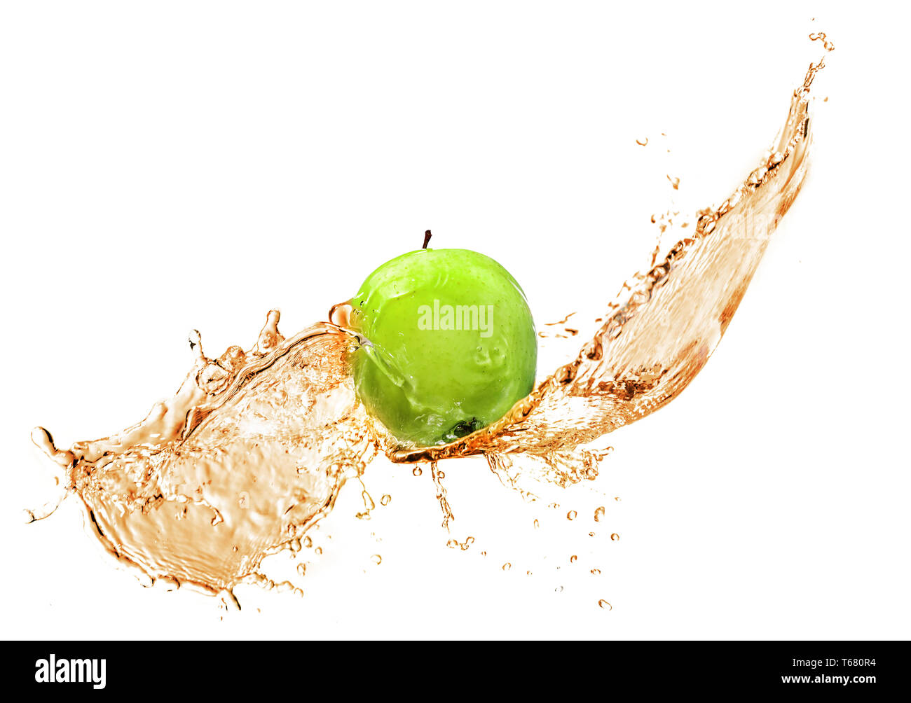 Green apple with water splash, isolated Stock Photo - Alamy