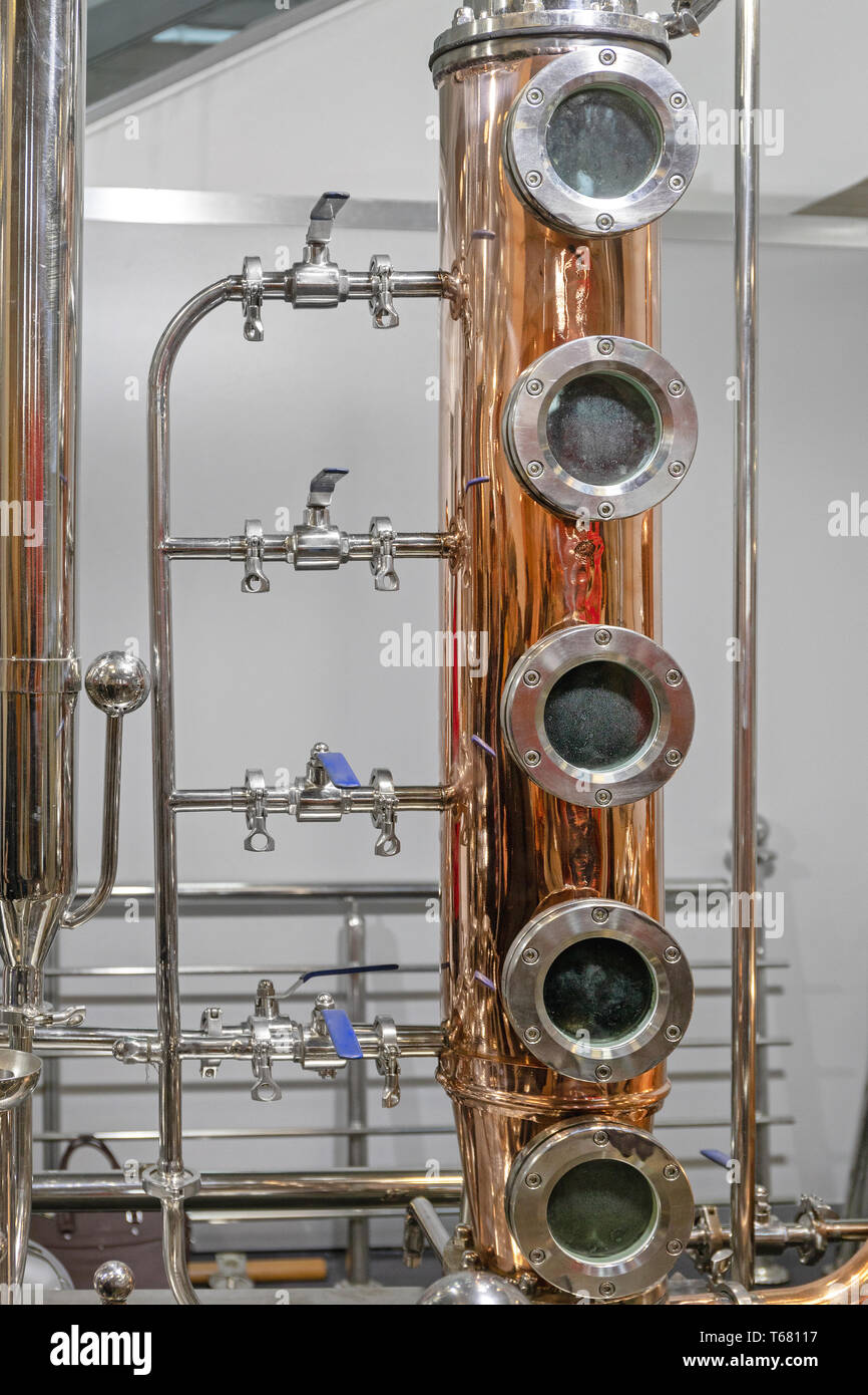 Copper Distilling Column Alcohol Still Brewery Equipment Stock Photo ...