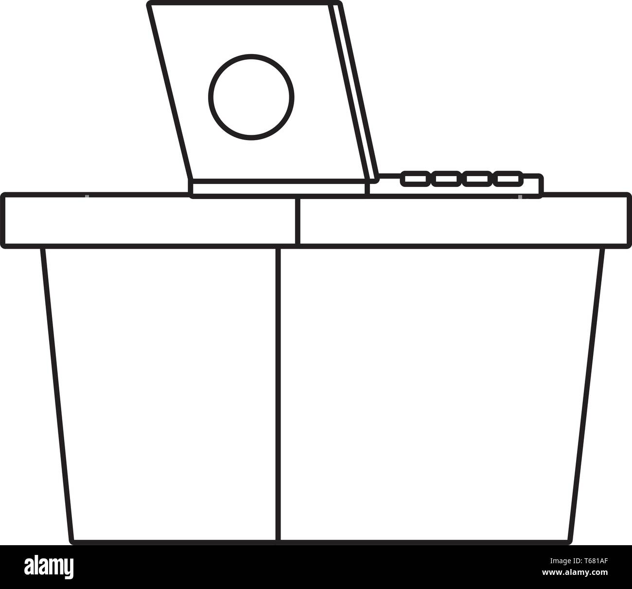 Bank work desk and laptop services finance planning payment black and ...