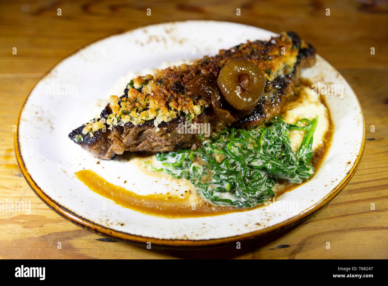 Beef steak crusted with bone marrow and served in Charleston, South ...