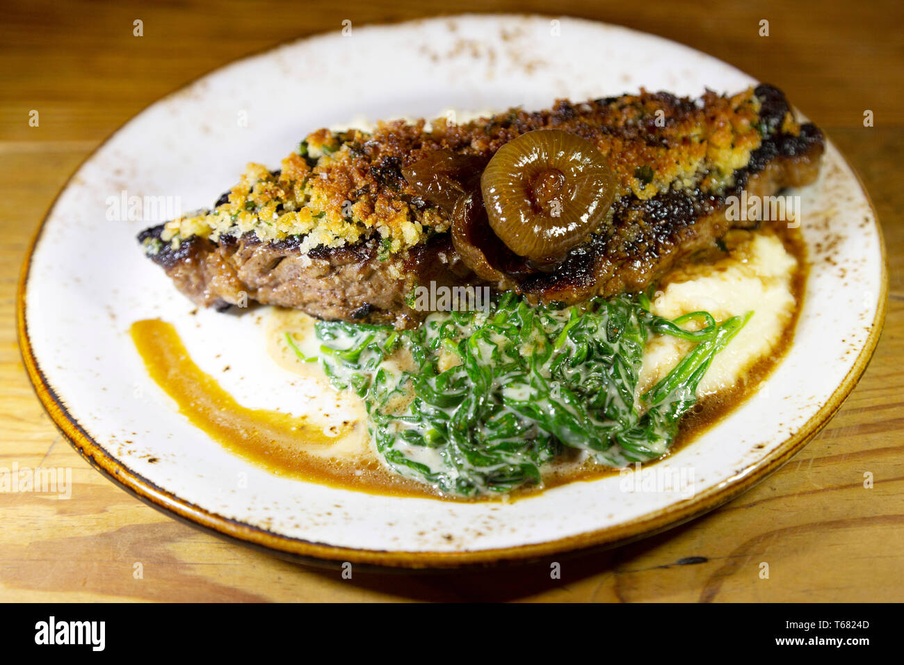 Beef steak crusted with bone marrow and served in Charleston, South ...