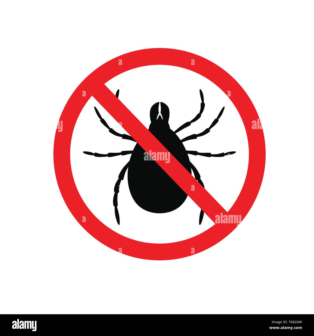 Tick parasite warning sign. Epidemic. Human mite parasite. Mite ...