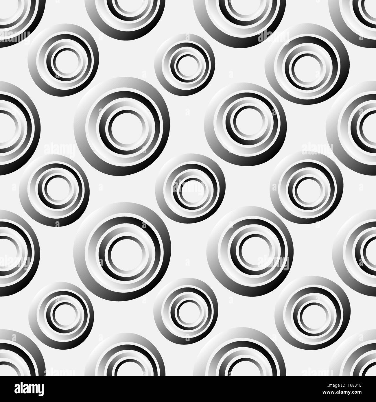 Seamless background of concentric circles in chrome gradient on white ...