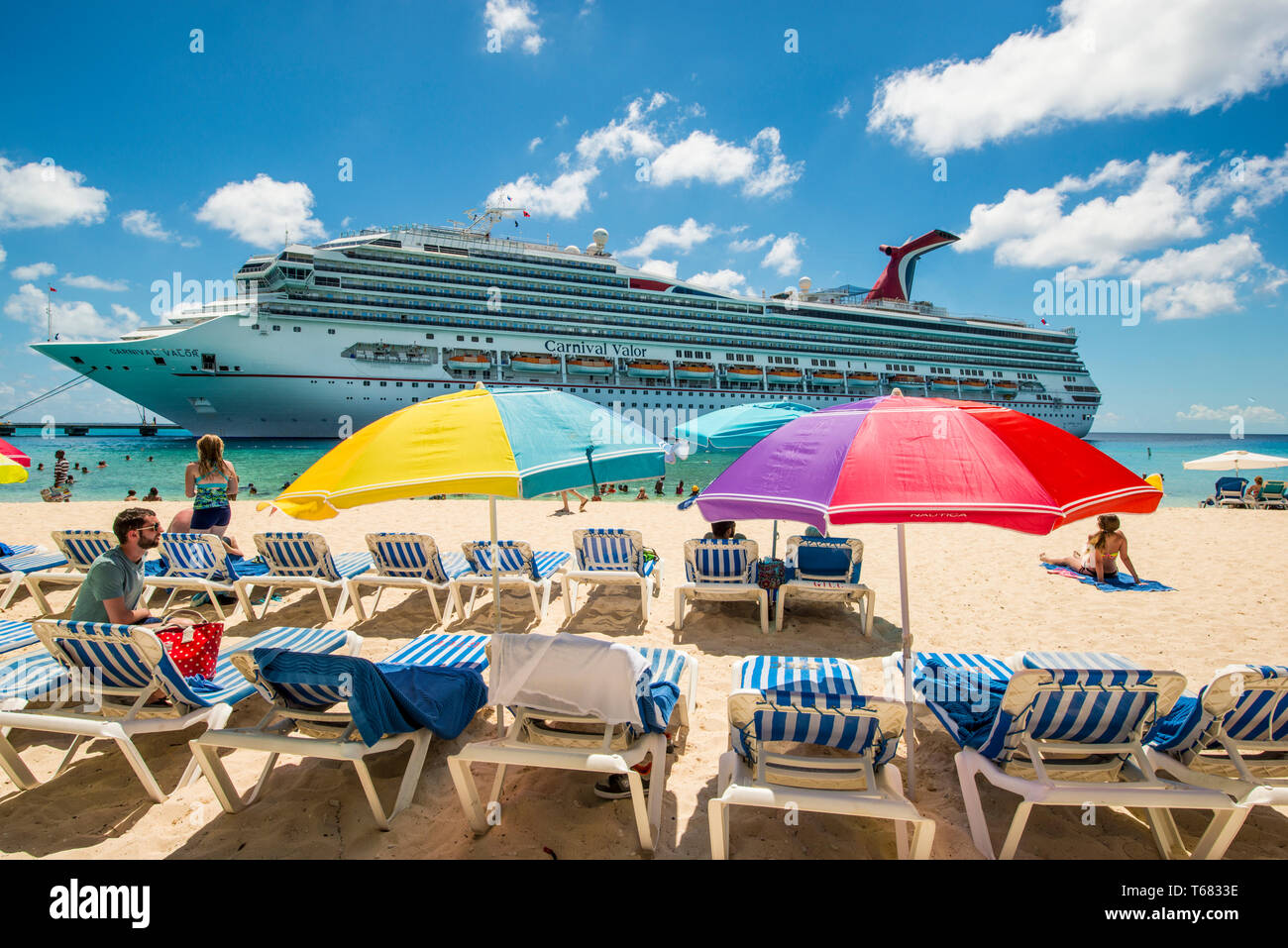 Cruise ship and umbrellas, Grand Turk Cruise Port, Grand Turk Island ...