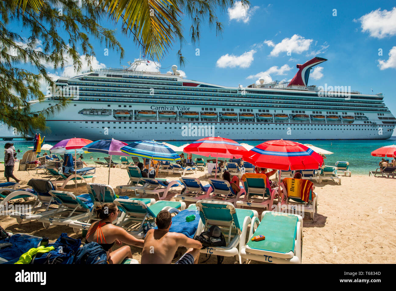 Cruise ship and umbrellas, Grand Turk Cruise Port, Grand Turk Island ...