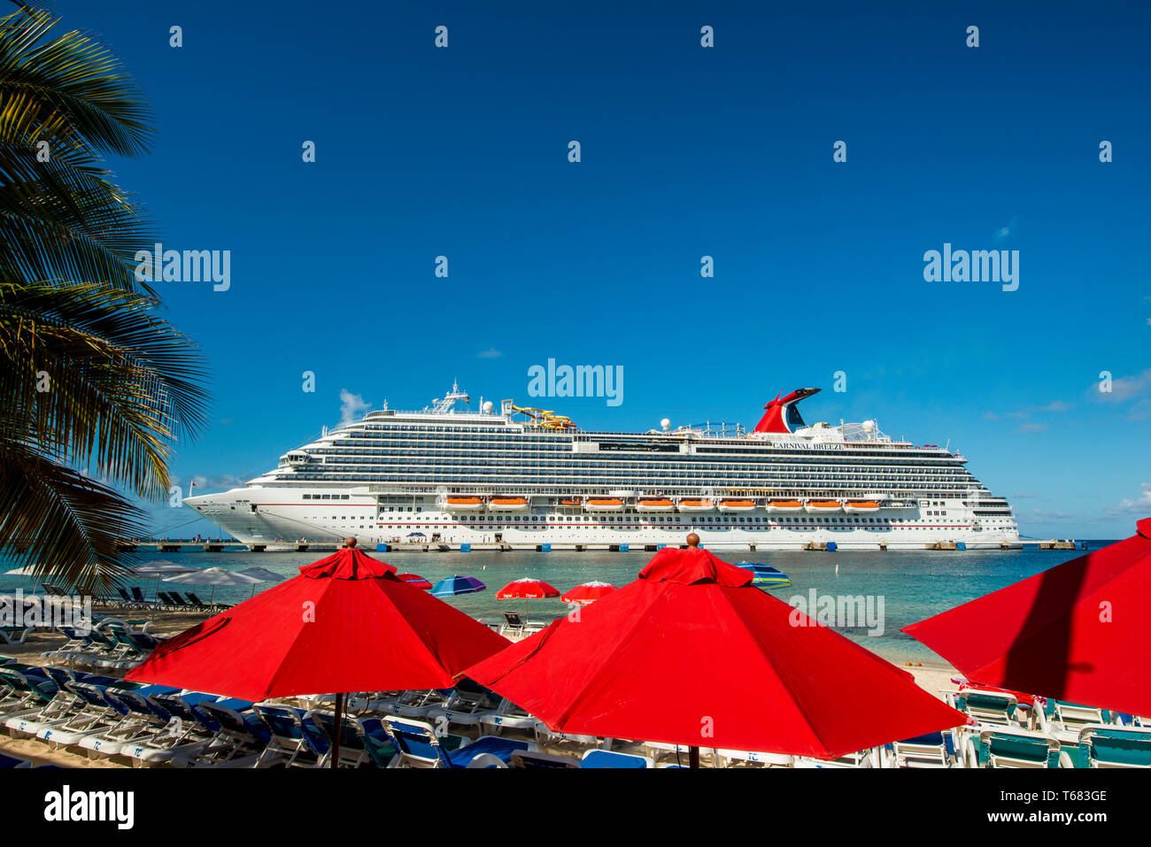 Cruise ship and umbrellas, Grand Turk Cruise Port, Grand Turk Island ...