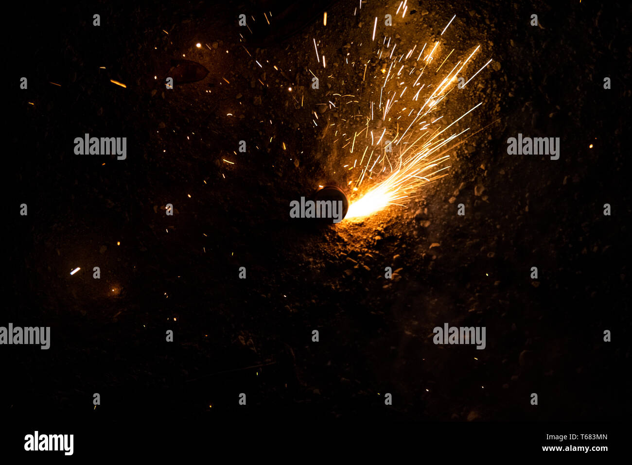 Firecrackers spinning illuminating the night with their sparks Stock ...