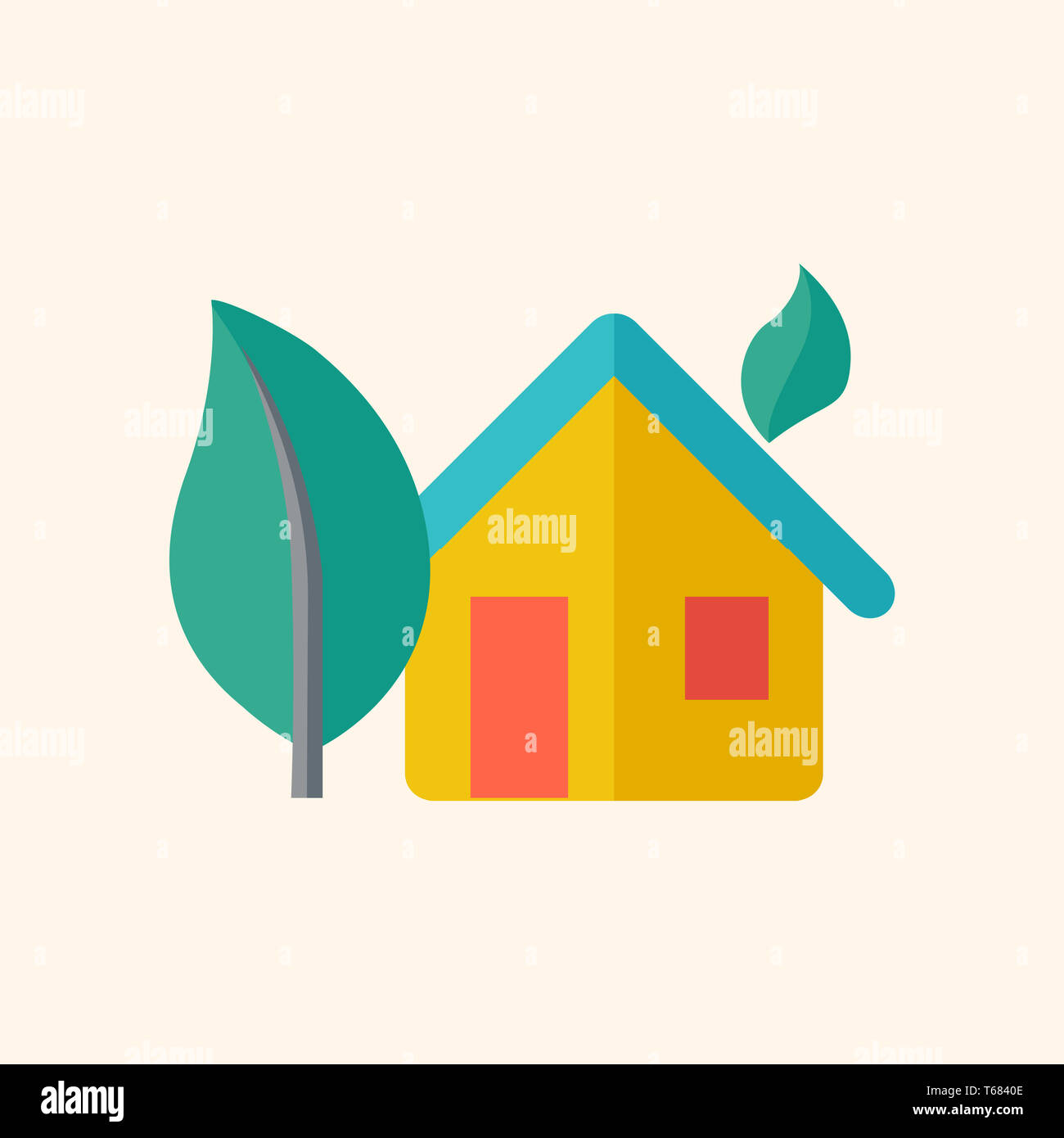 Eco-friendly House Flat Icon Stock Photo - Alamy