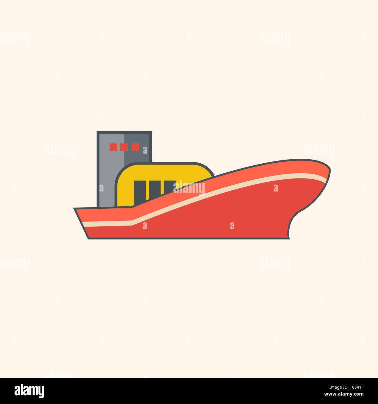 Ship Flat Icon Stock Photo - Alamy