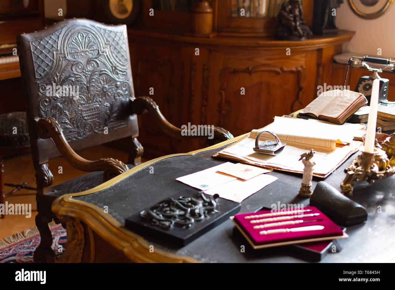 Radun Castle, Czech Republic, 7 April 2019 - Classic Old Office Room ...