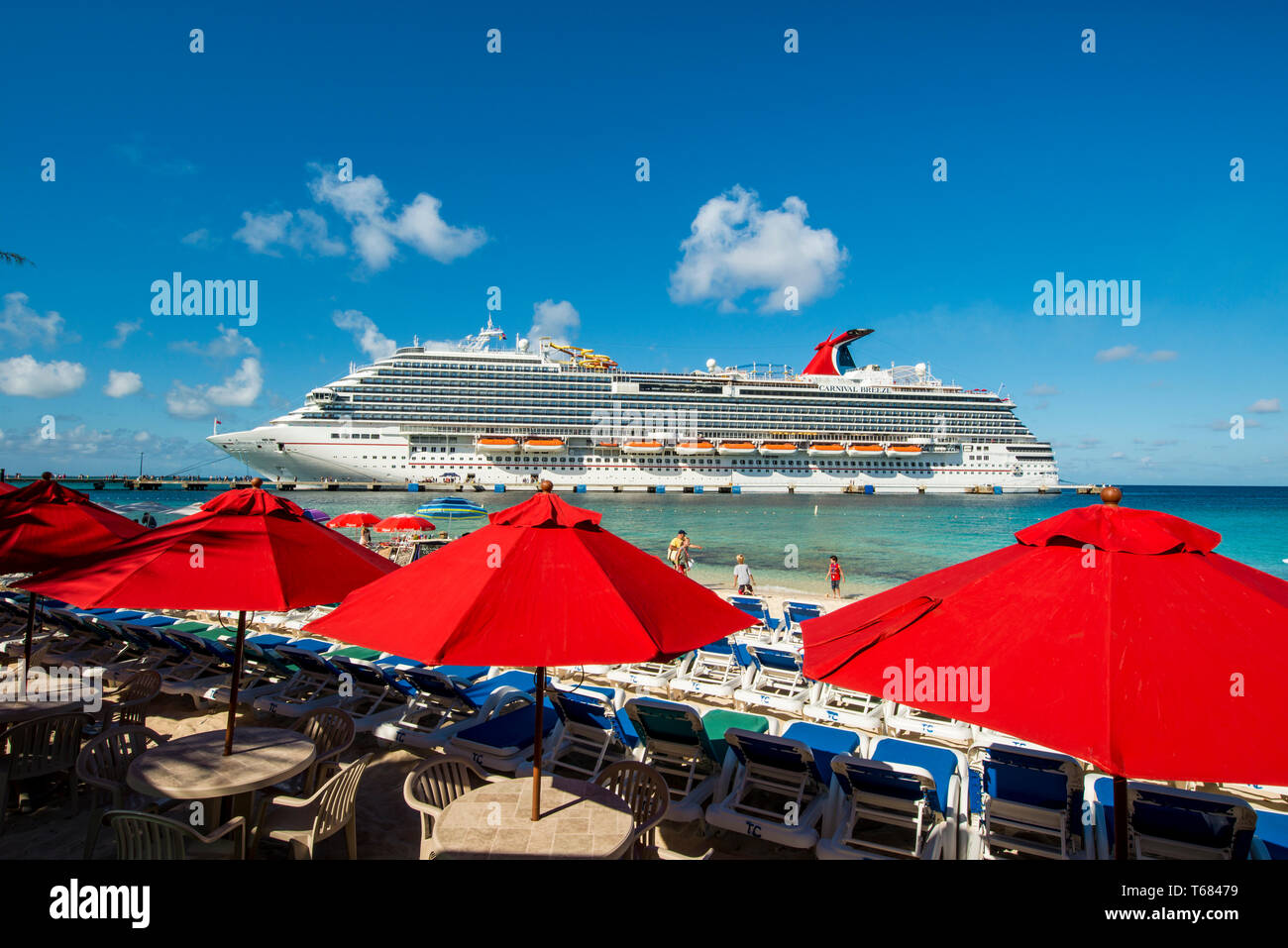 Cruise ship and umbrellas, Grand Turk Cruise Port, Grand Turk Island ...
