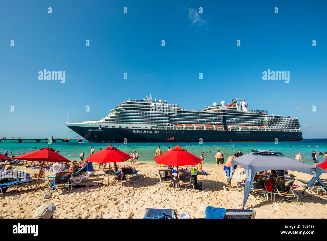 Cruise ship and umbrellas, Grand Turk Cruise Port, Grand Turk Island ...