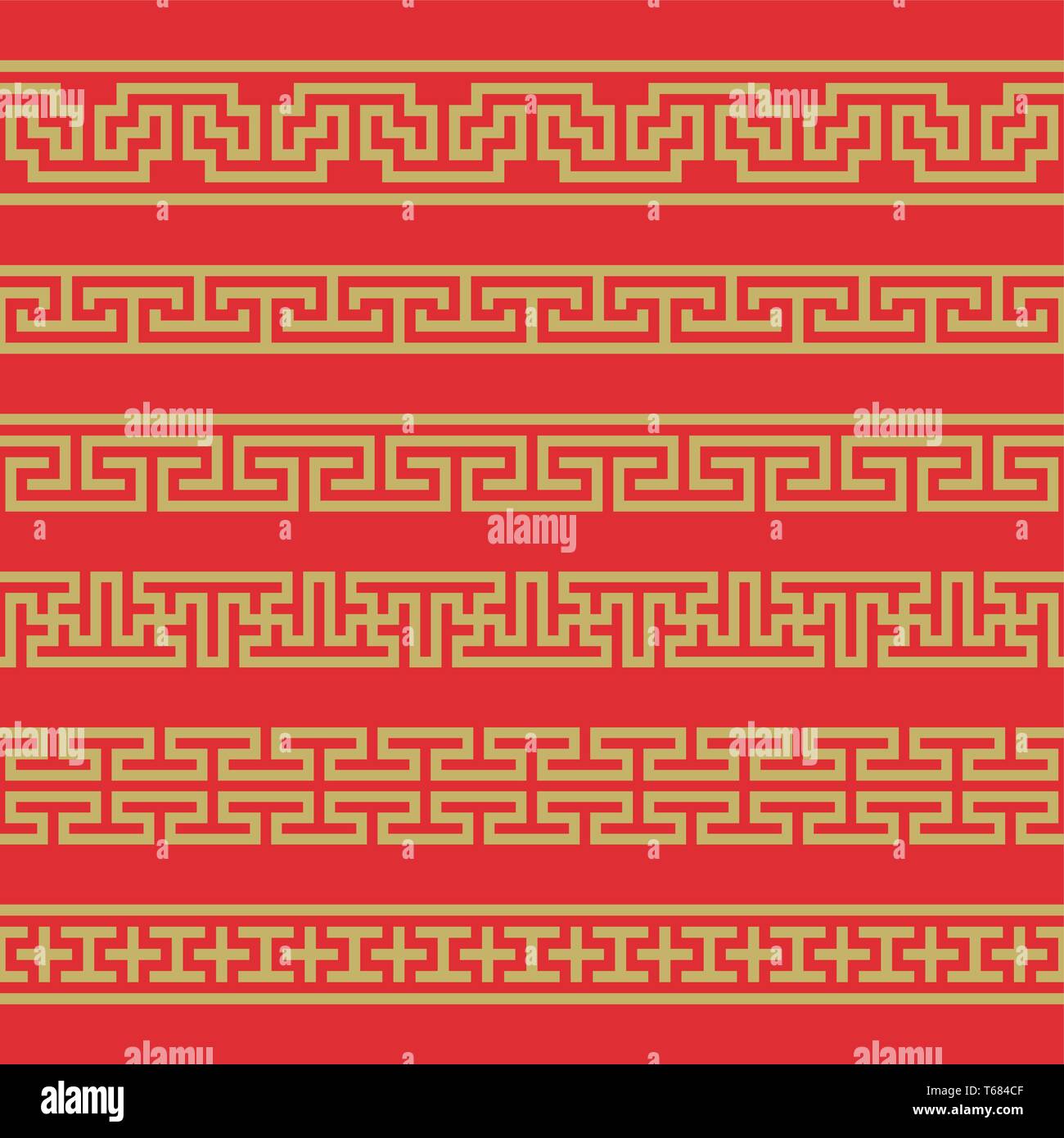 Set of vector korean borders. Asain pattern, pattern fills, web page ...
