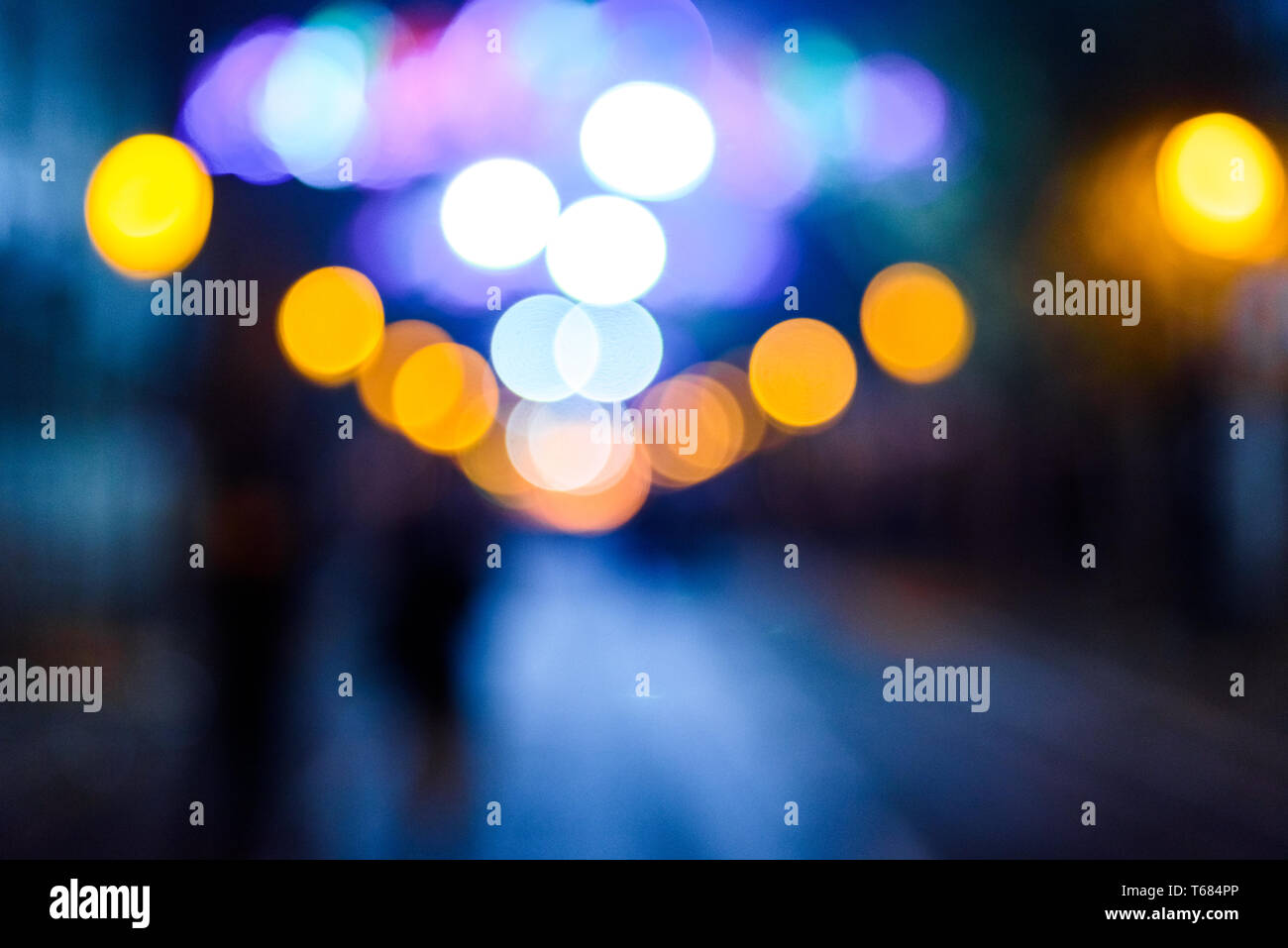 Defocused urban night background with colorful circles Stock Photo - Alamy