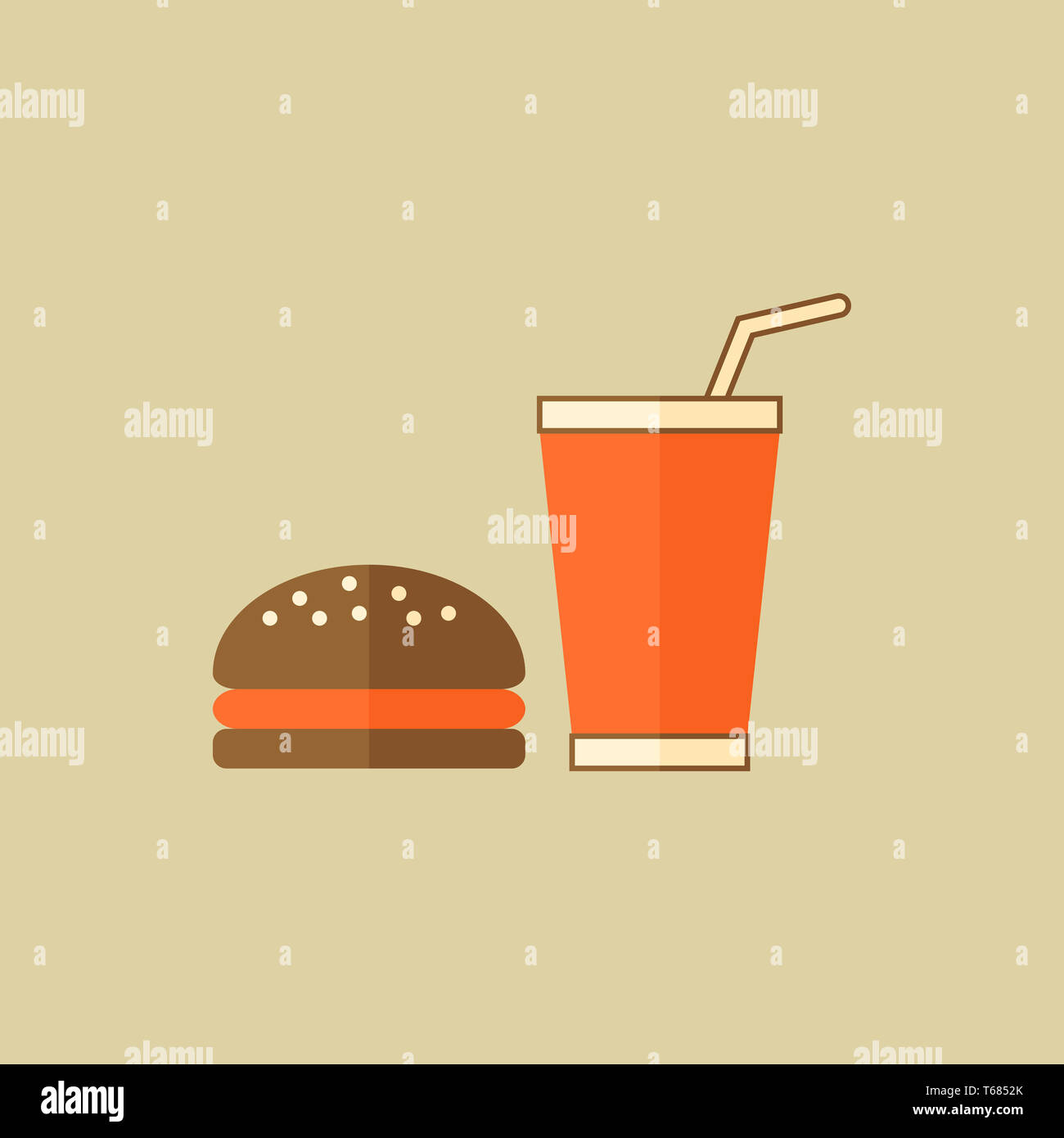 Fast Food Flat Icon Stock Photo - Alamy