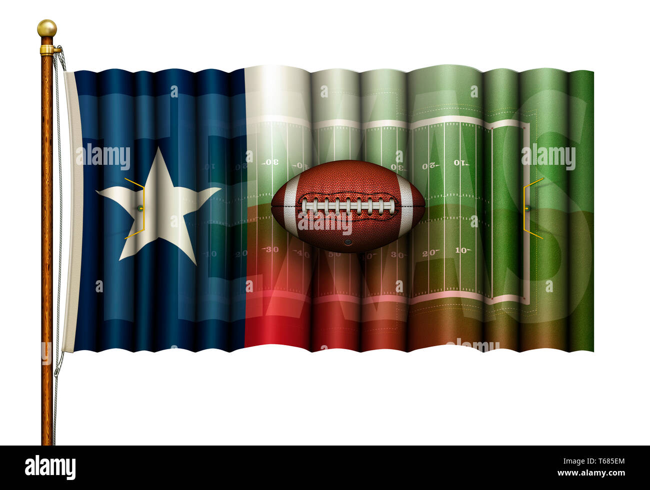 Composite of the Texas Flag, an American Football Field, and the word ...