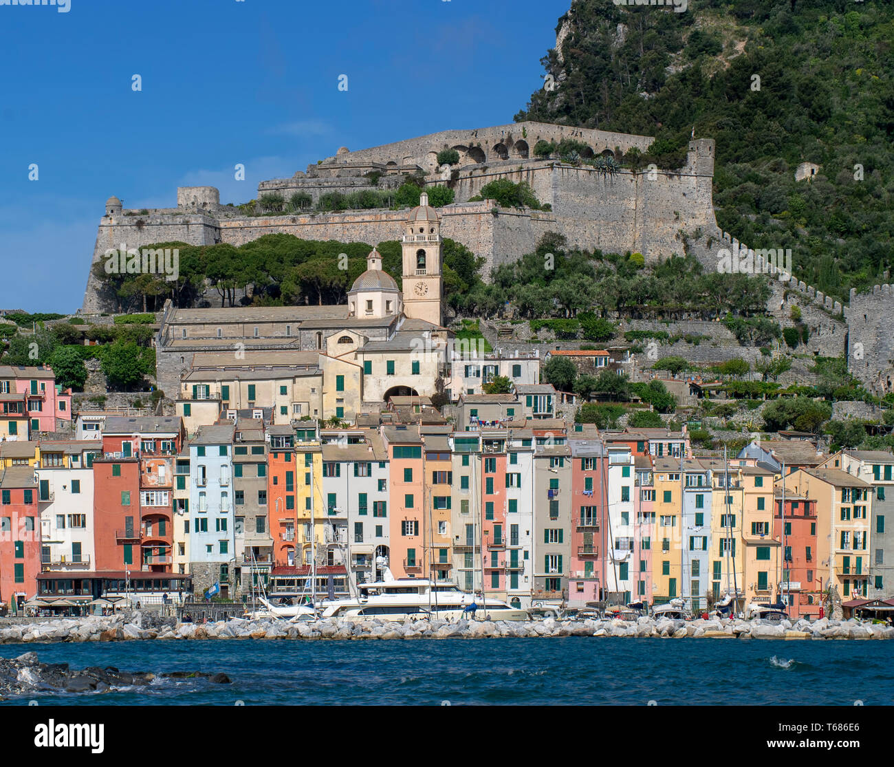 PORTOVENERE, ITALY APRIL 15, 2019: Portovenere harbour, seafront ...