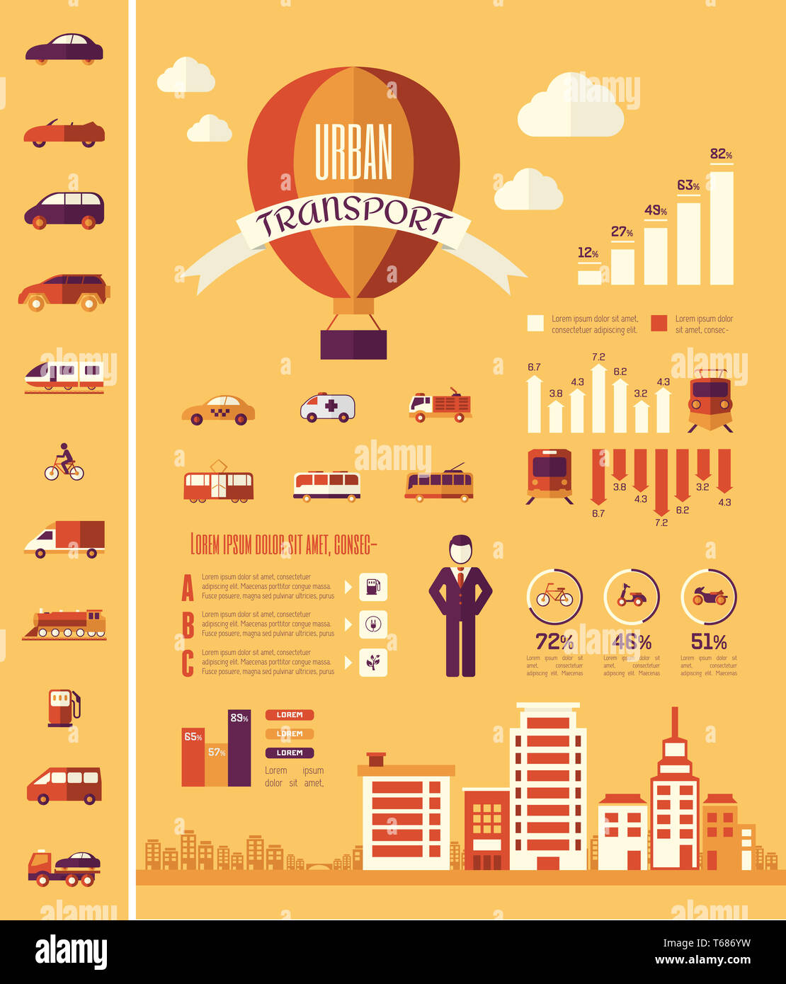 Transportation Infographic Template Stock Photo - Alamy