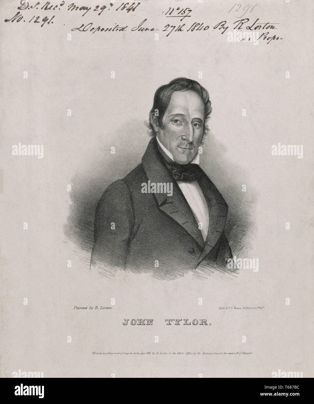 John Tyler (1790-1862), 10th President of the United States, Head and ...