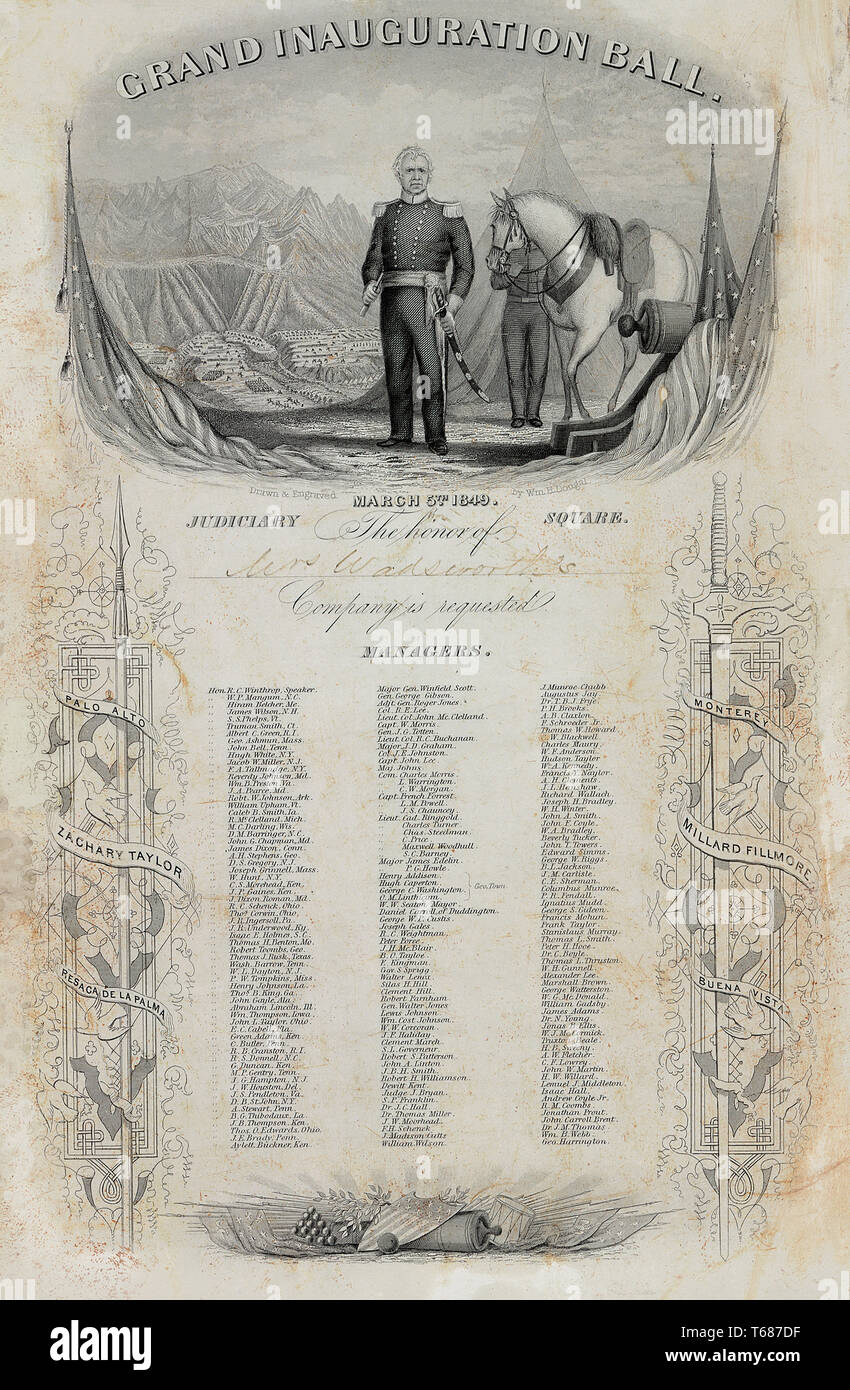 Grand Inauguration Ball, Zachary Taylor, Millard Fillmore, March 5 ...