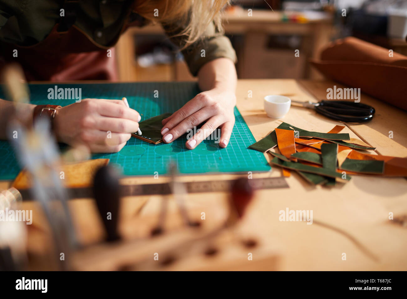 Making Leather Items Stock Photo - Alamy