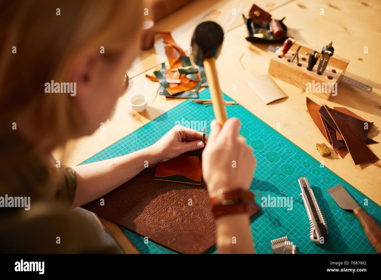 Traditional leather making process handmade hi-res stock photography ...