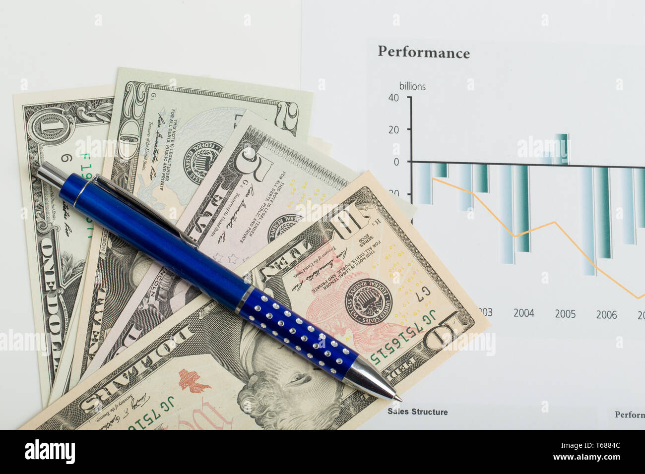 USA dollar money banknotes and pen Stock Photo - Alamy
