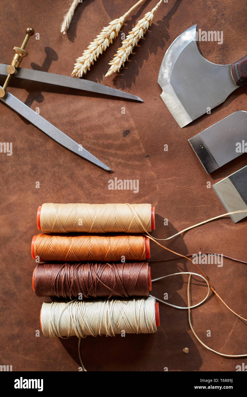 Artisan Leatherwork Background Stock Photo - Alamy