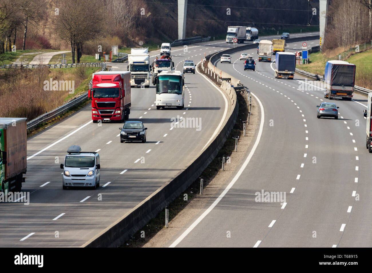 Traffic on a typical German Autobahn, Germany Stock Photo - Alamy