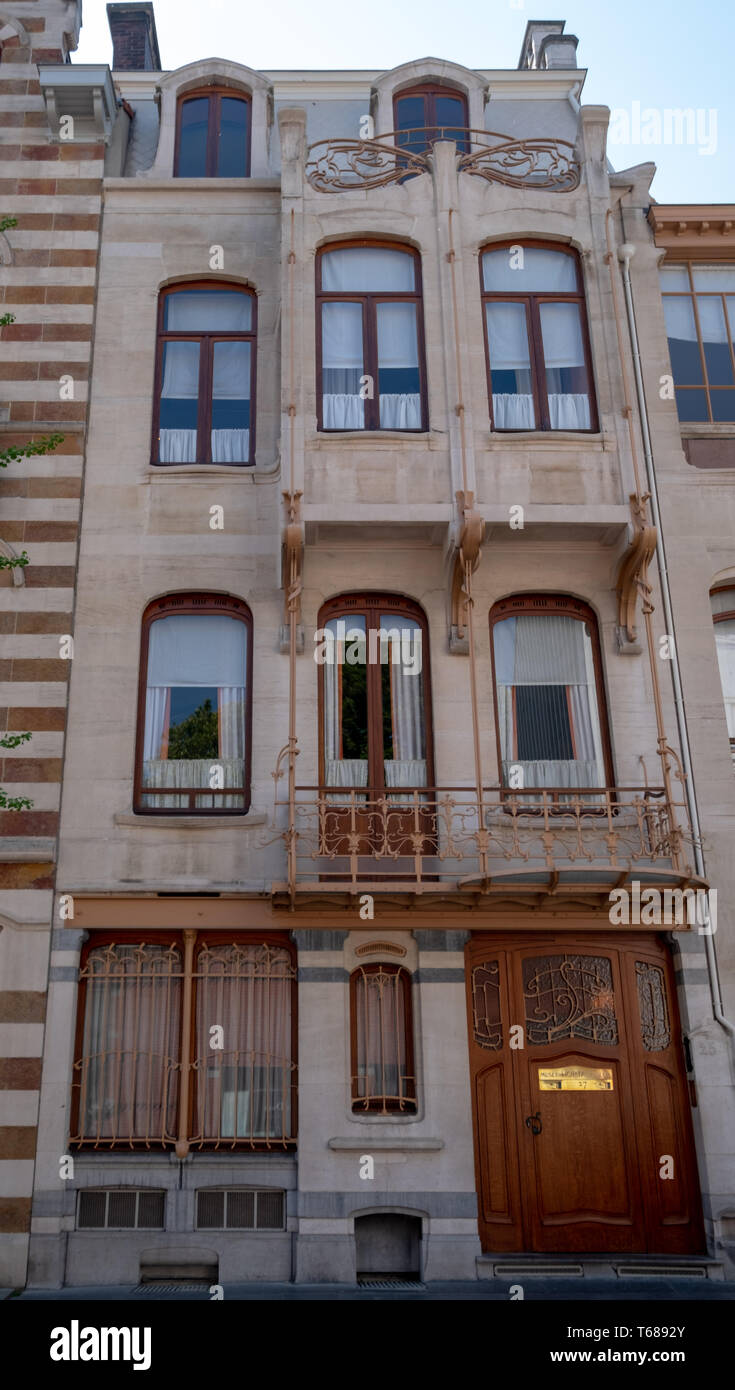 Facade of the Horta Museum in Brussels, built in Art Nouveau style by ...