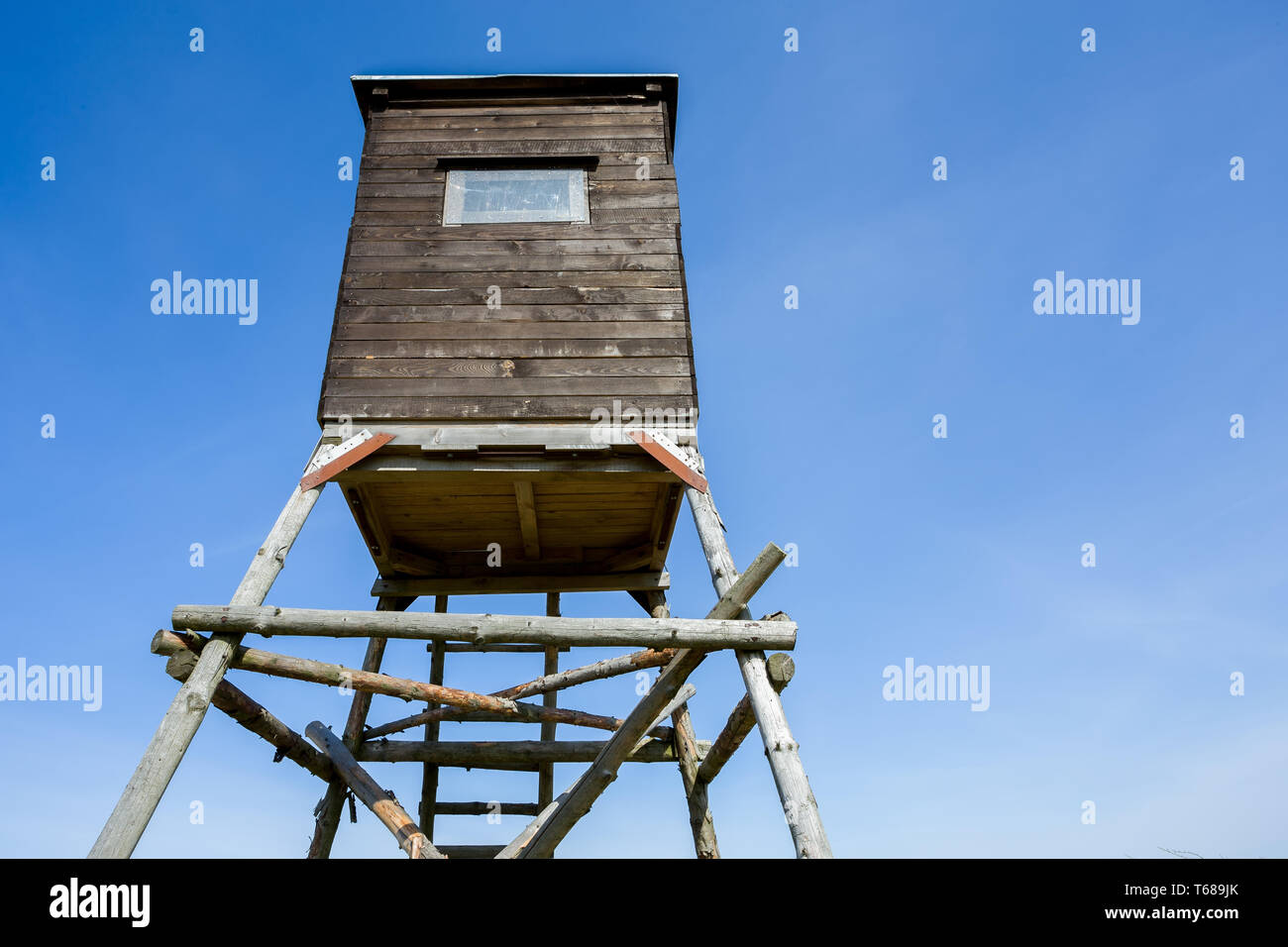 Wooden Hunters High Seat, hunting tower Stock Photo - Alamy