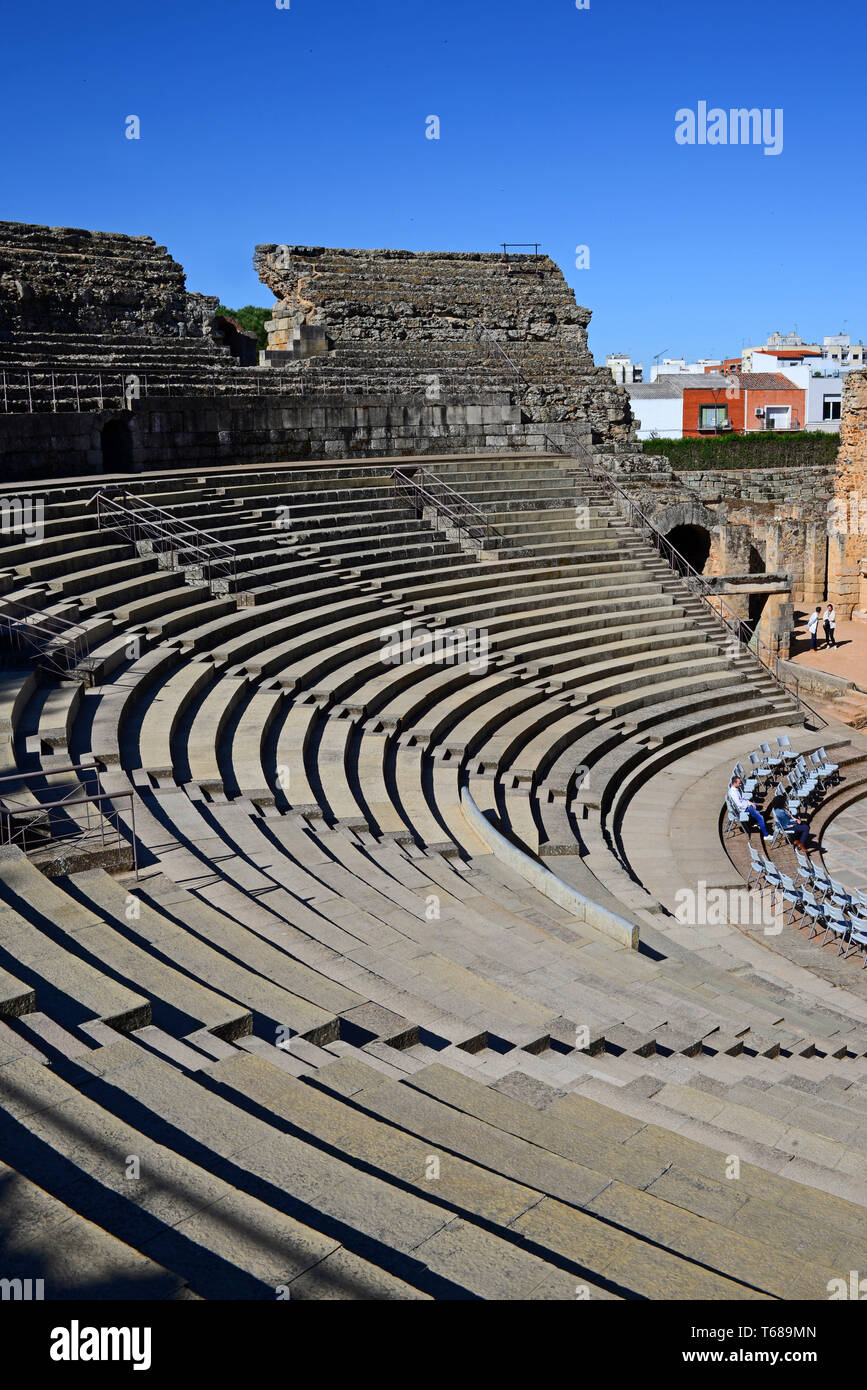 Roman Theatre of Merida, constructed in the years 16 to 15 BCE and ...