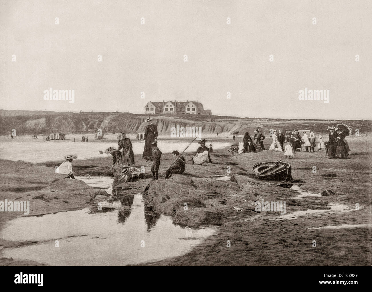 A 19th Century scene of Victorian folk on East Strand in front of the ...
