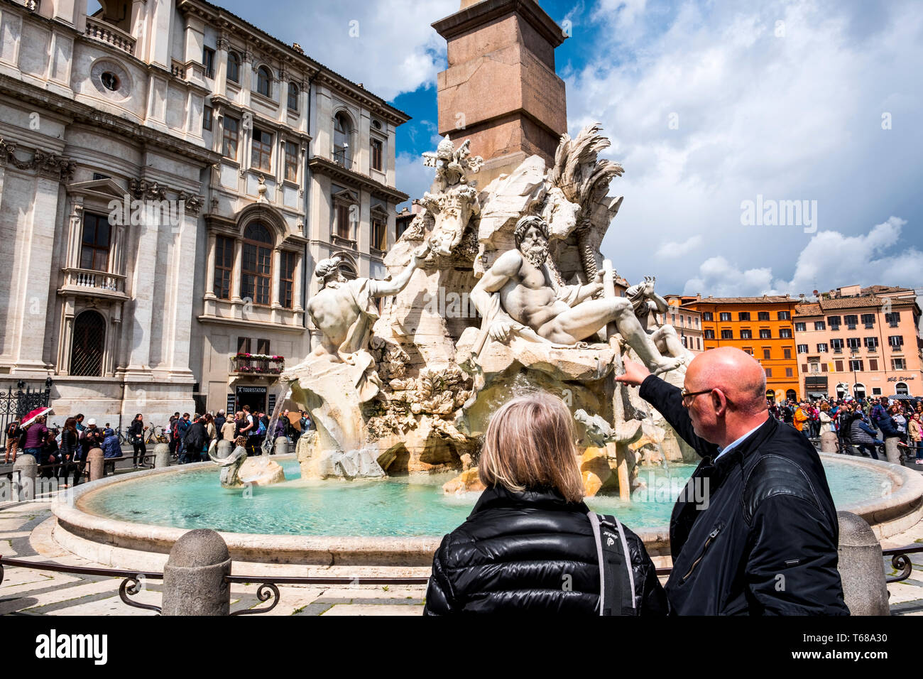 Piazza Navona monumental fountains Stock Photo - Alamy