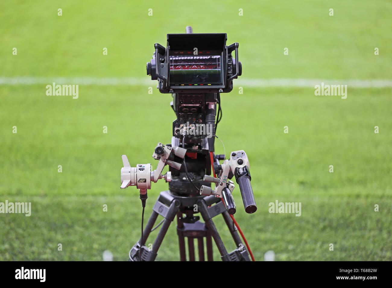TV camera on football field Stock Photo - Alamy