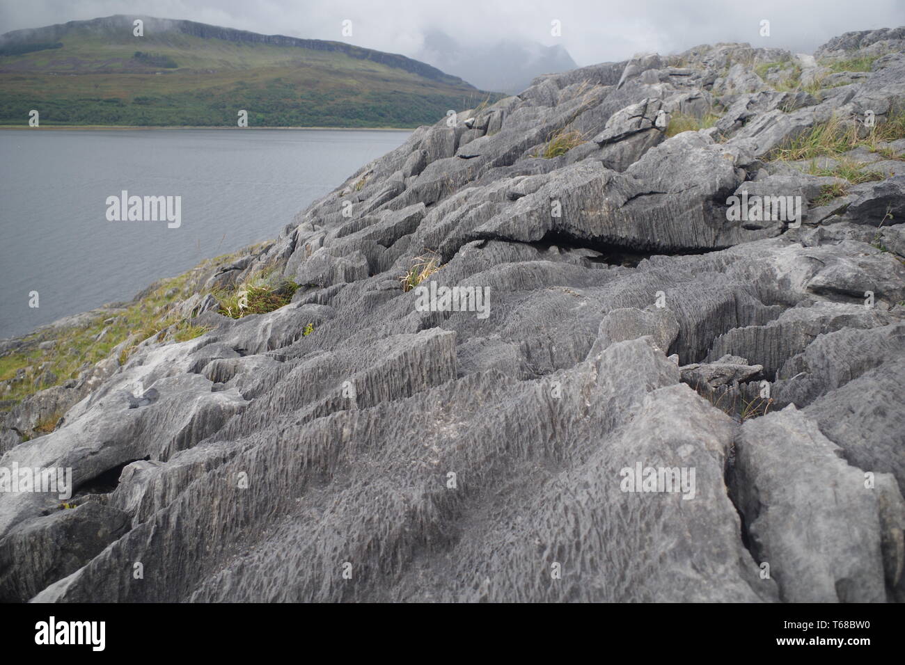Igneous Lava Flow Hillside beyond Loch Slapin on an Overcast Autumns ...