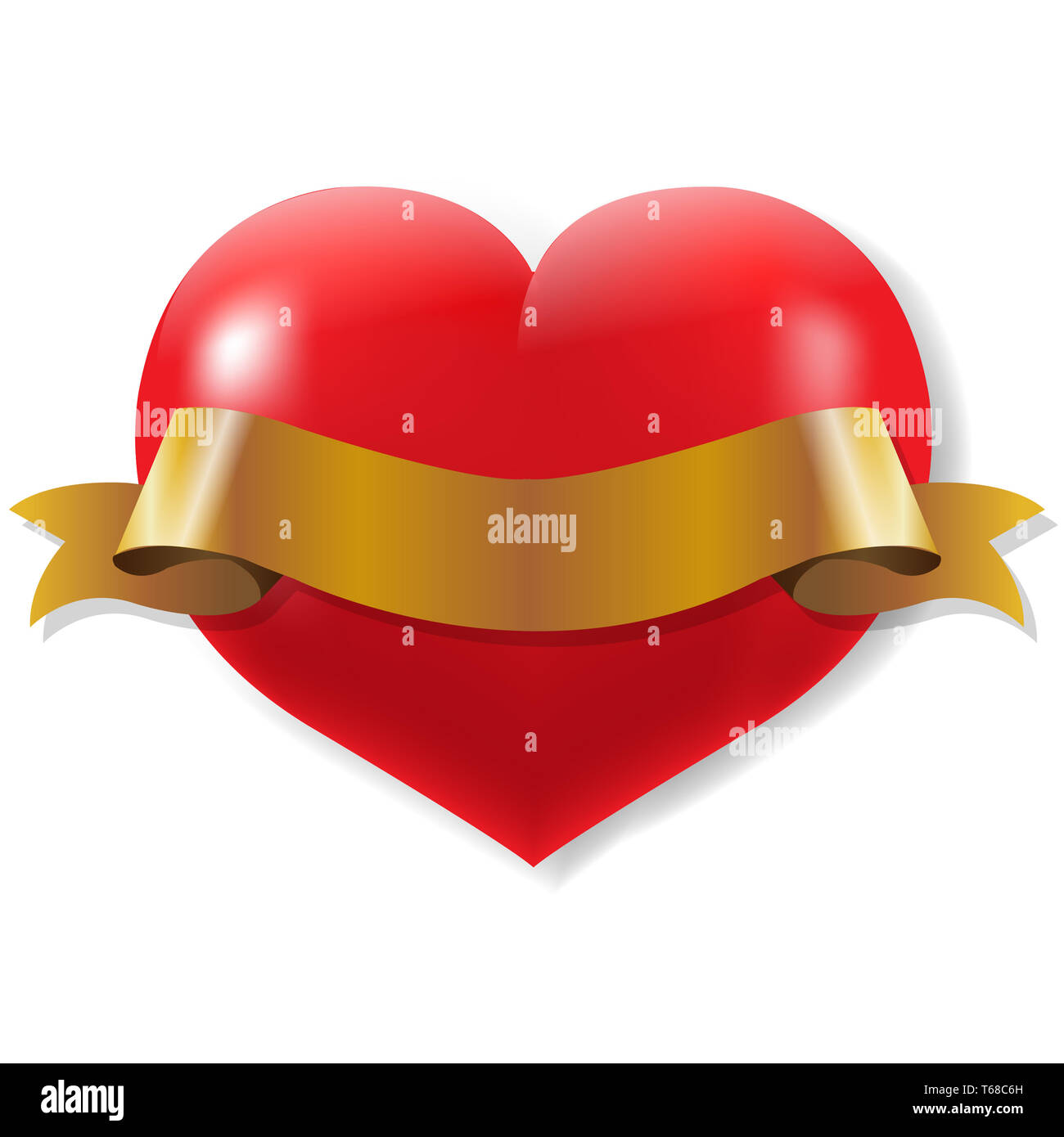 Red Heart With Ribbon Stock Photo - Alamy