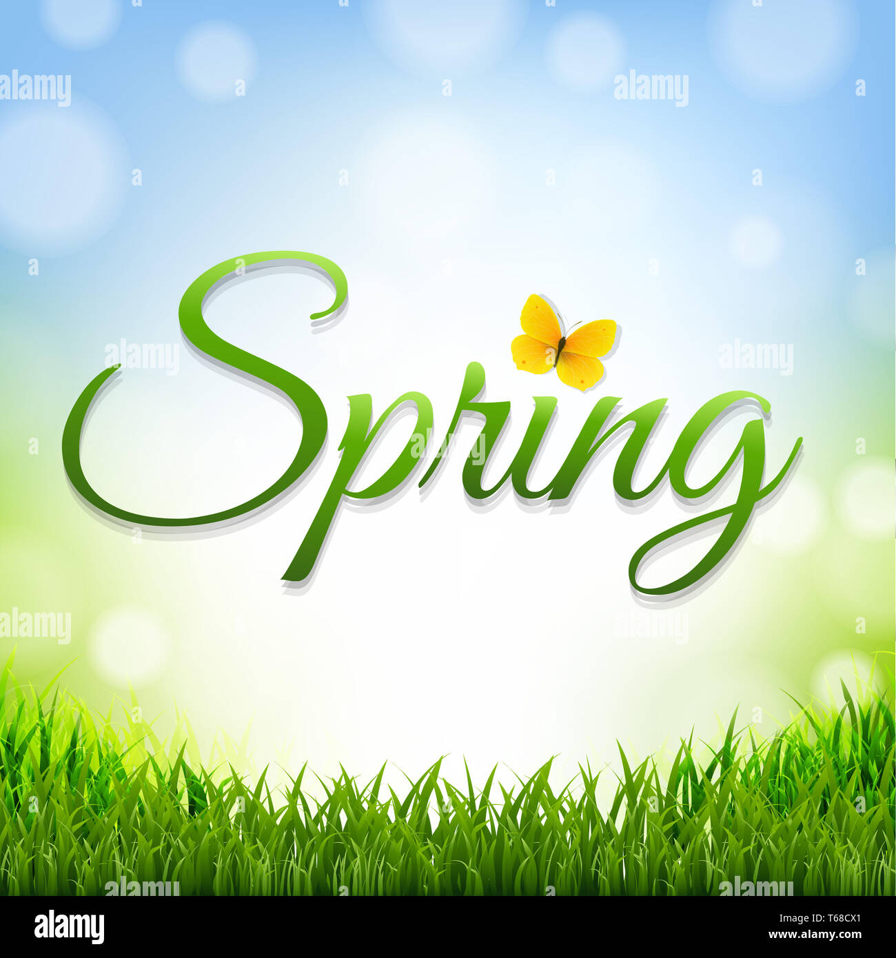 Spring Nature Background With Grass Border Stock Photo - Alamy