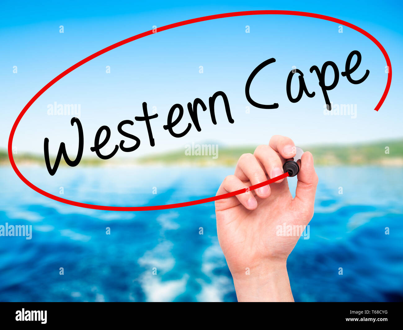 Man Hand writing Western Cape with black marker on visual screen Stock ...