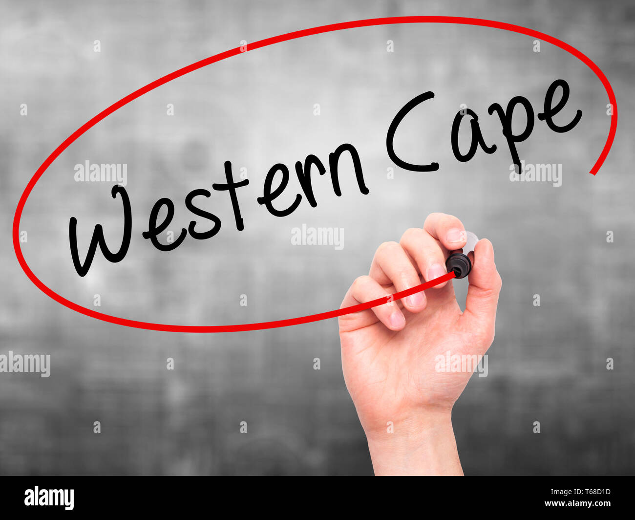 Man Hand writing Western Cape with black marker on visual screen Stock ...