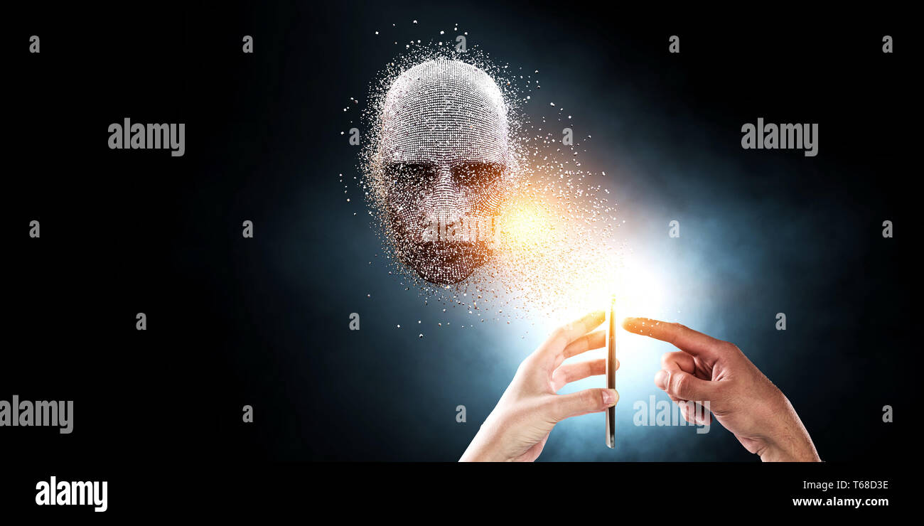 Digital head, artificial intelligence concept Stock Photo - Alamy
