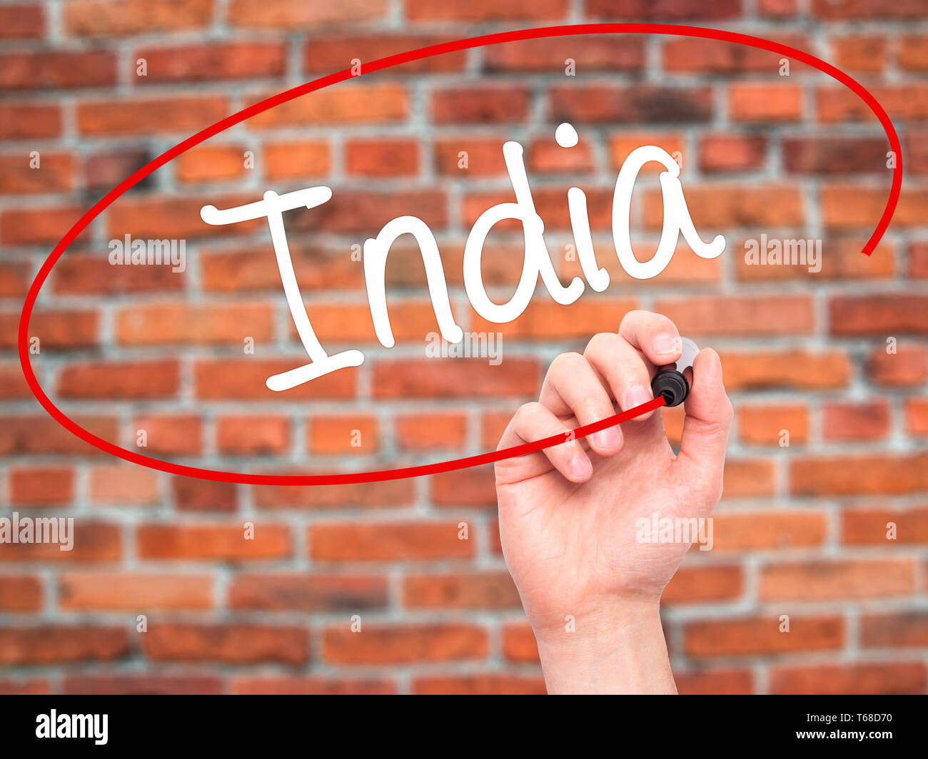 Man Hand writing India with black marker on visual screen Stock Photo ...