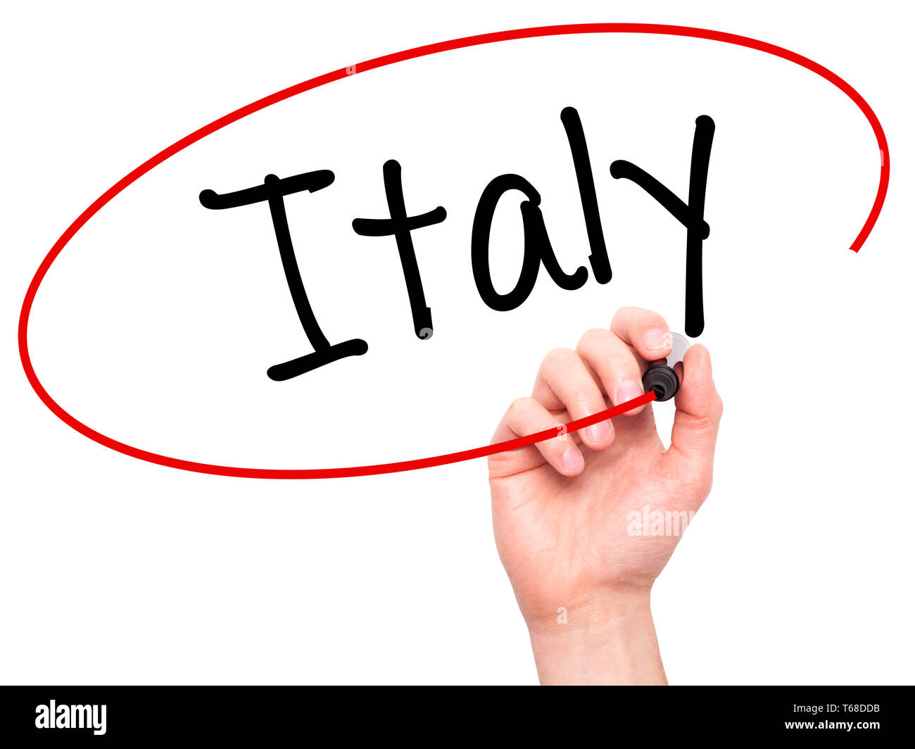 Man Hand writing Italy with black marker on visual screen Stock Photo ...