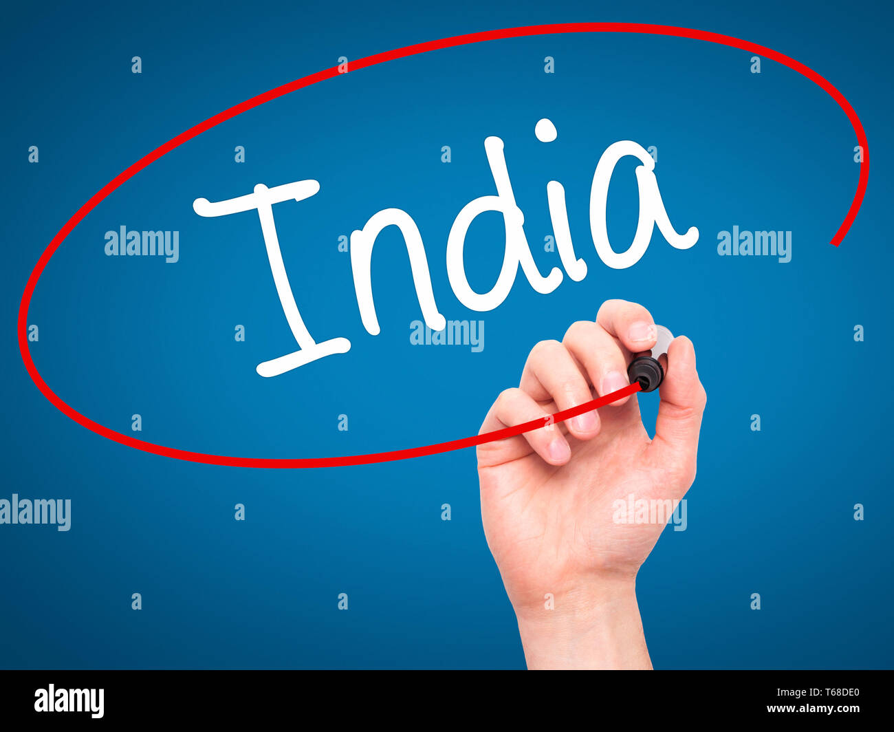 Man Hand writing India with black marker on visual screen Stock Photo ...