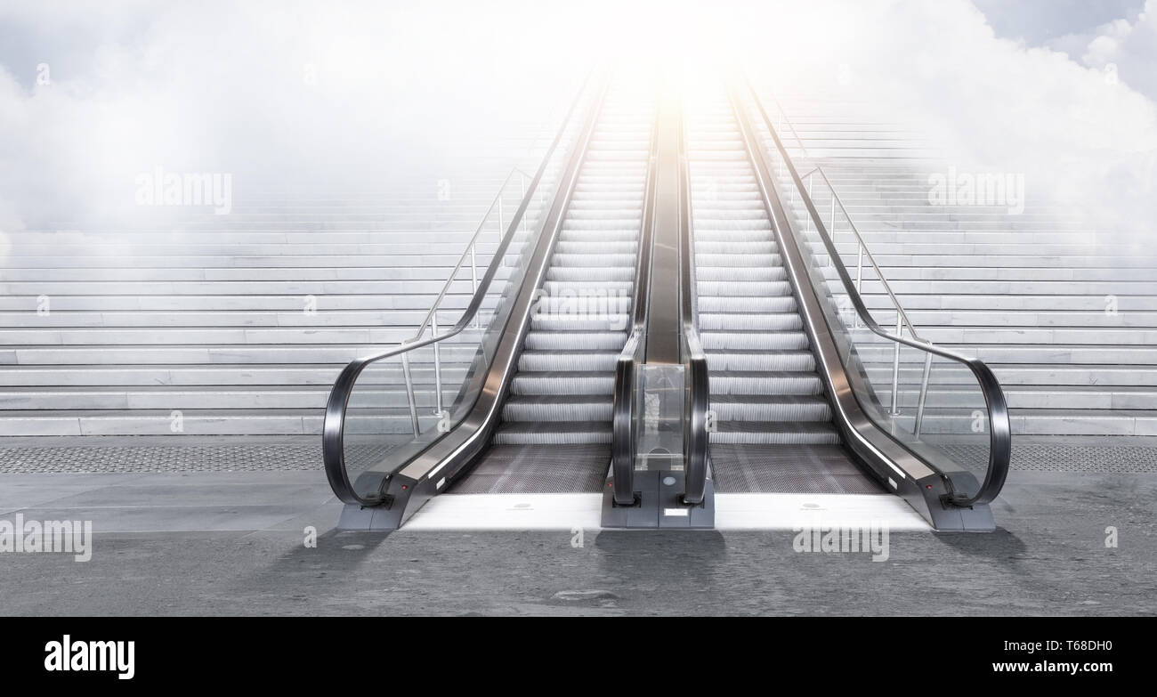 Modern double escalator in a city Stock Photo - Alamy