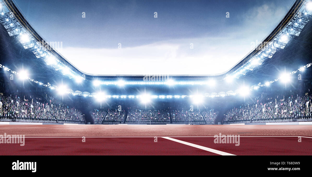Tennis arena at night with spotlights Stock Photo - Alamy